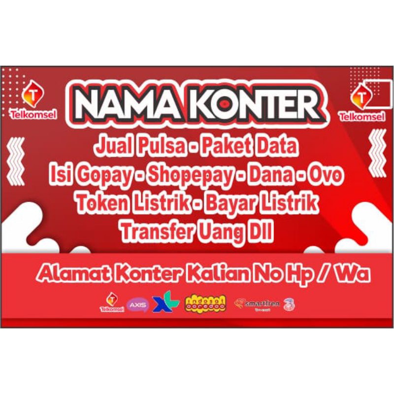 Jual Cetak Sticker Konter Pulsa 32cm x 48 cm / Kuliner / Toko /Kantor ...