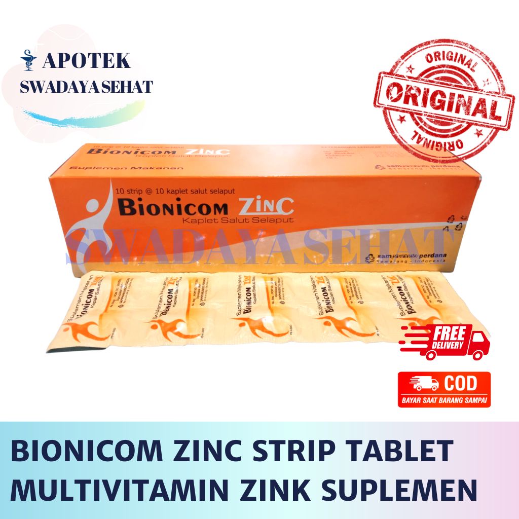 Jual BIONICOM ZINC STRIP TABLET - Suplemen Multivitamin Zinc Kesehatan ...