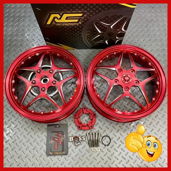 Jual Velg NC Project V5S Red Front & Rear Vespa Sprint Primavera GTS S ...