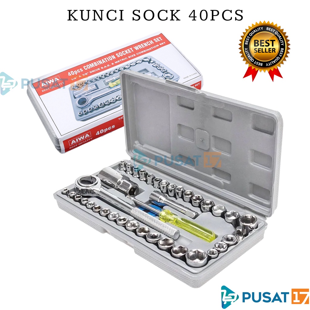 Jual PUSAT17 KUNCI SOCK SET 40PCS KUNCI SHOCK SOCKET SET 40 IN 1 / KUNCI SOKET PAS SET ...