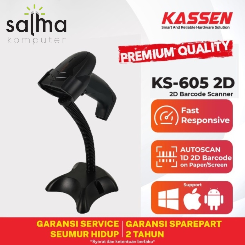 Jual BARCODE SCANNER KASSEN KS-605 2D WITH STAND USB KS 605 | Shopee ...
