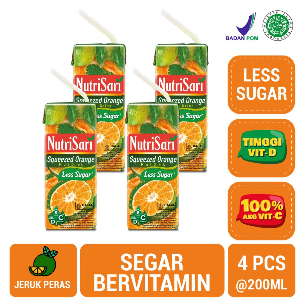 Jual 4 Pack - NutriSari RTD Squeezed Orange 200 ml - Minuman Jeruk ...