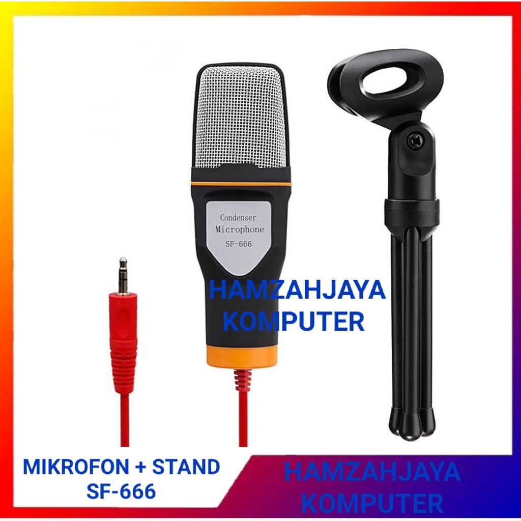 Jual Mic Kondenser Taffware SF-666 + Tripod Stand Condenser Microphone ...