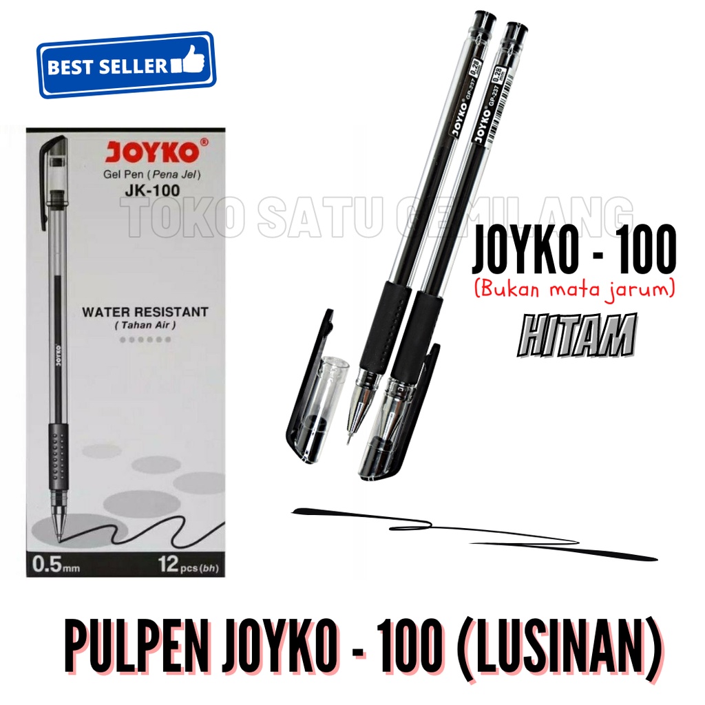 Jual 1 Pak (12 Pcs) Pulpen Joyko 100 Hitam / Water Resistant / Nyaman ...