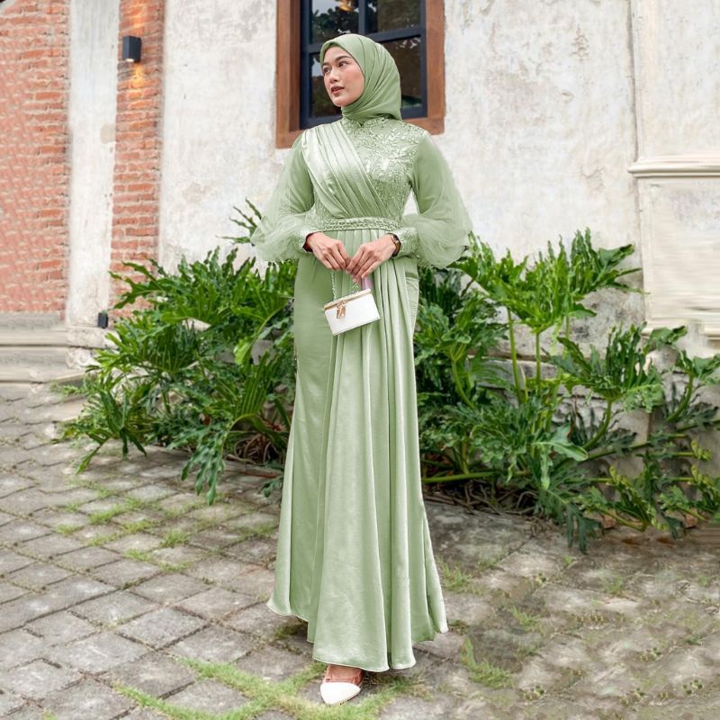 Jual BATIK EXPRESS - Gamis Brukat Maxi Dress Auliya Lengan Panjang Baju ...