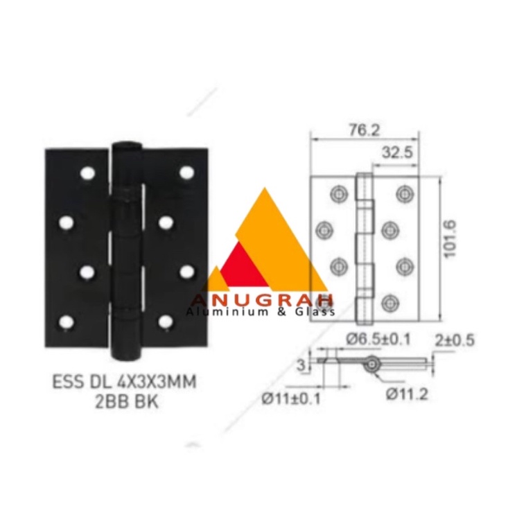 Jual Hinge Dekkson ESS DL 4x3x3MM 2BB BK Engsel Deluxe Dekkson 4 inch ...