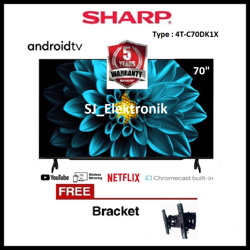 Jual Braket + LED TV Sharp 70 Inch 4T-C70DK1X / 70DK1X Android 11 UHD 4K | Shopee Indonesia