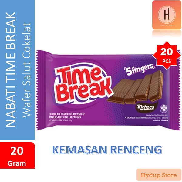 Jual Nabati TIme Break Richoco 5 Fingers Wafer Salut Cokelat Renceng ...