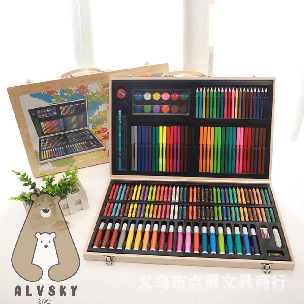 Jual SET CRAYON BOX KAYU 180 PCS / PERALATAN MENGGAMBAR DAN MEWARNAI ...