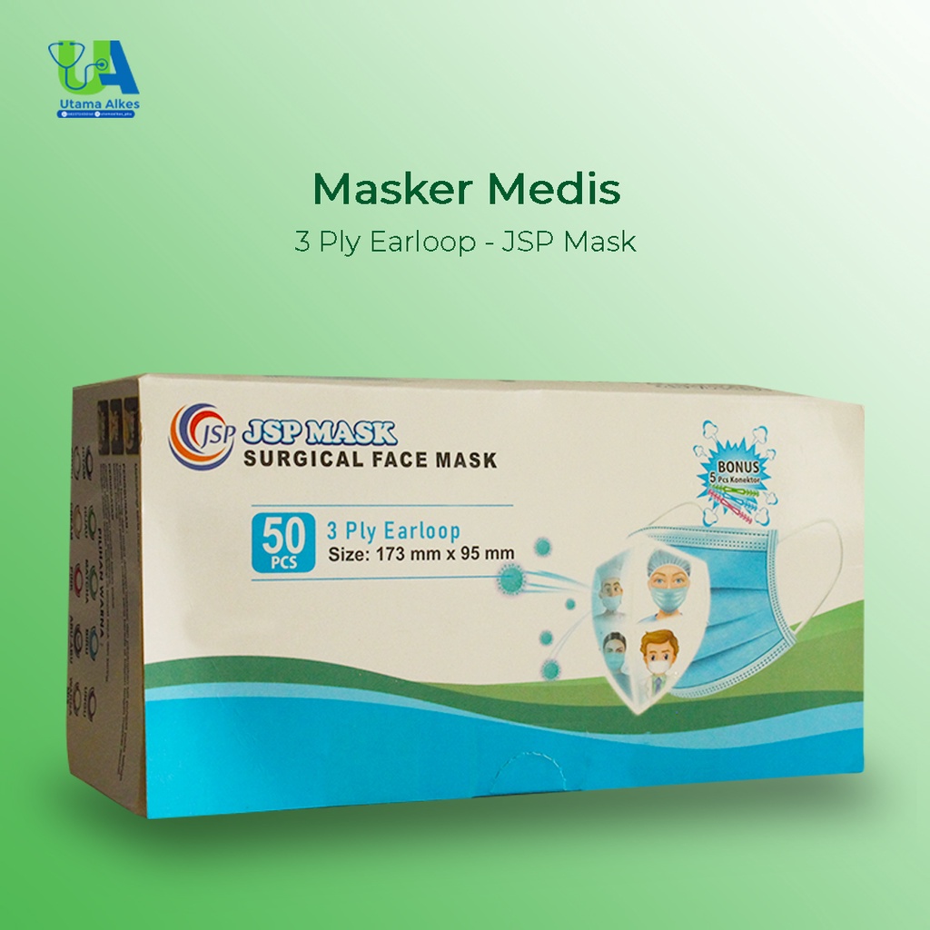 Jual MASKER JSP | MASKER MEDIS SURGICAL | 3PLY | 50PCS | Shopee Indonesia