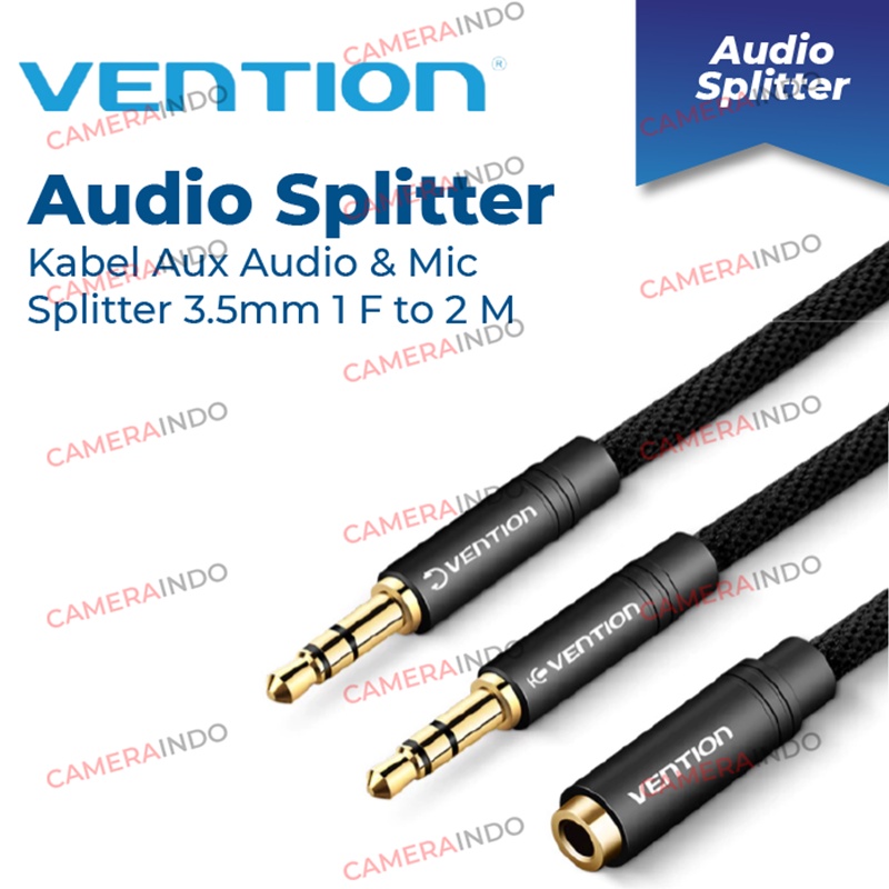 Jual Kabel splitter Vention 3.5mm Audio & Mic 1 Female to 2 Male ...
