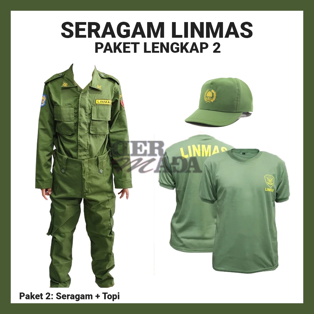 Jual PAKET LENGKAP 2 SERAGAM LINMAS BAJU HANSIP SERAGAM HANSIP LENGAN ...