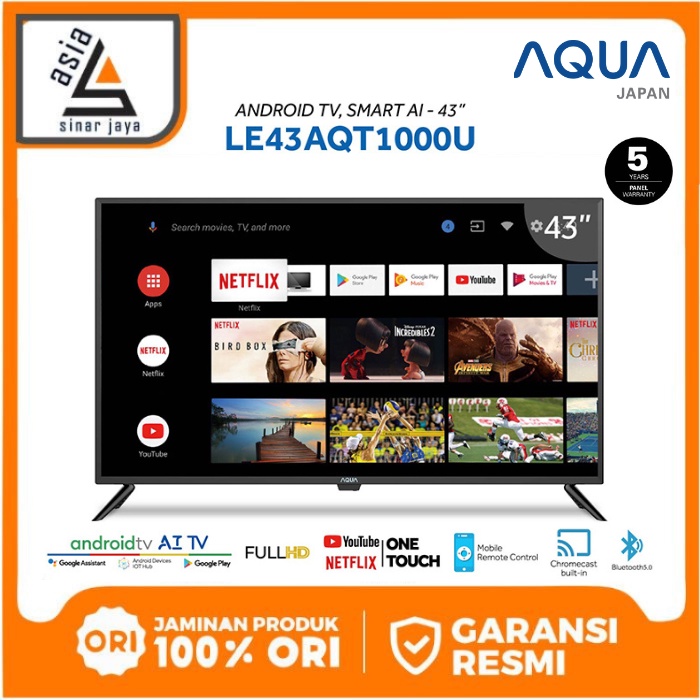 Jual AQUA JAPAN Android LED TV Smart Al 43 inch LE43AQT1000U / 43AQT1000U | Shopee Indonesia