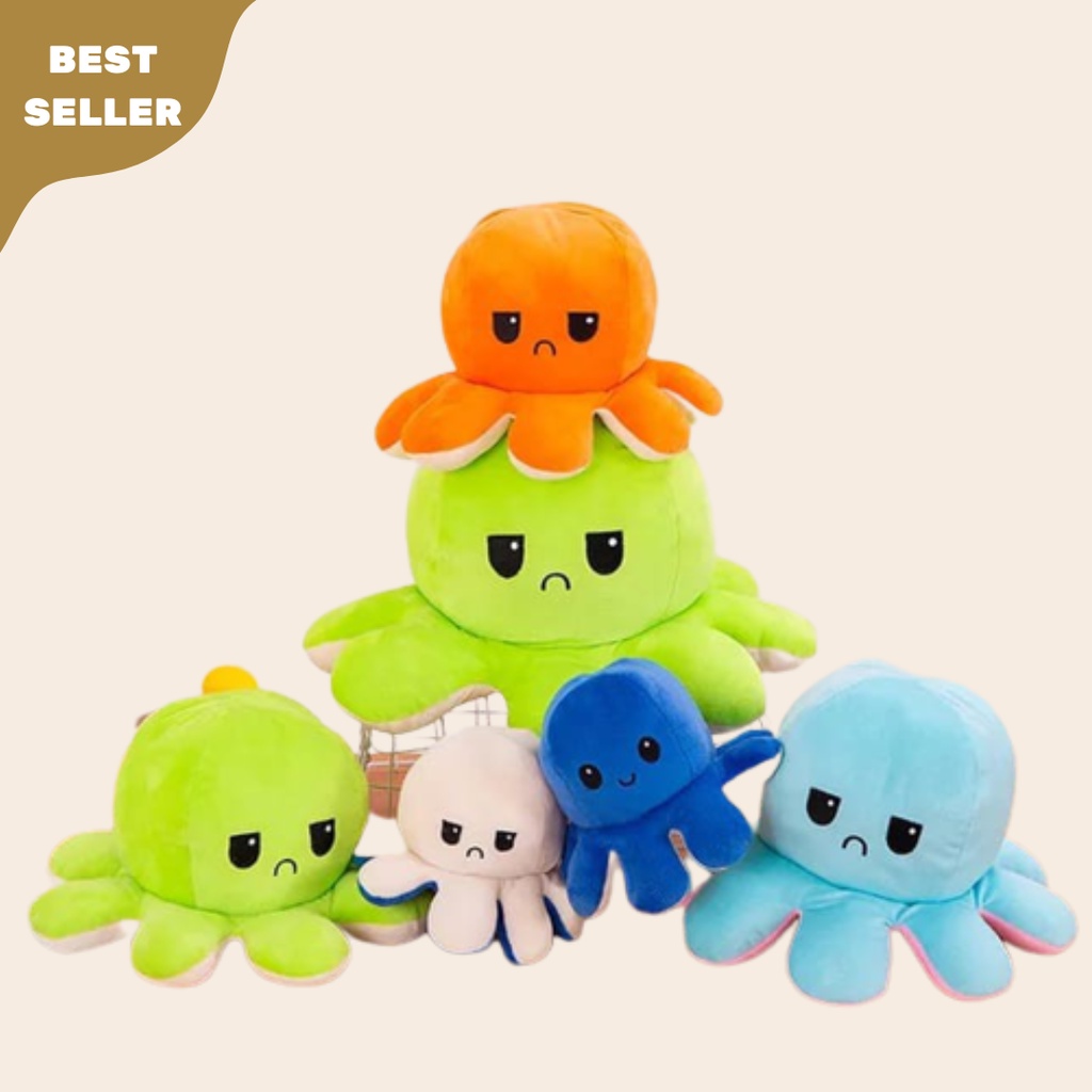Jual Soft Cute Toys Reversible Bipolar Octopus Doll Toy Plush Mood ...