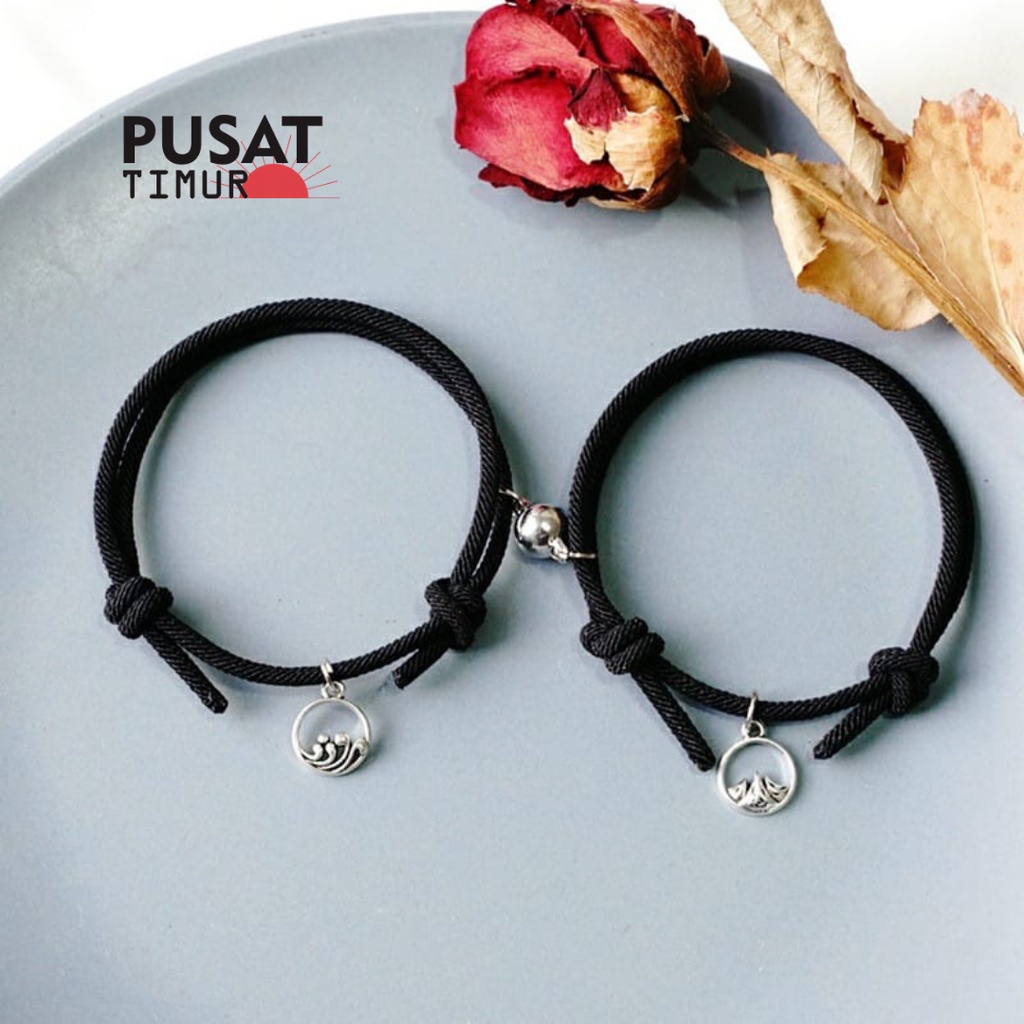 Jual 2 Pcs Gelang Couple Magnet Gunung Ombak New Model Cinta Romantis I ...