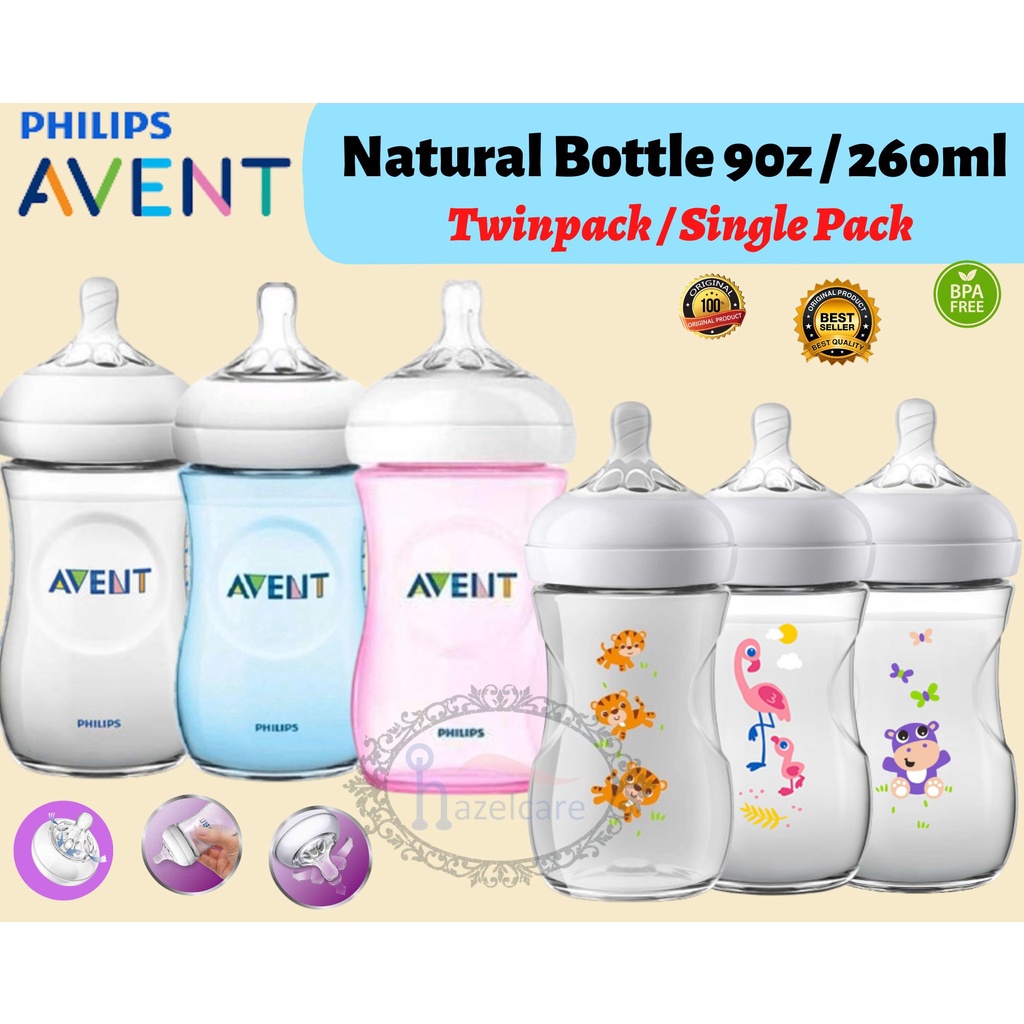 Jual [Hazelcare] Philips Avent Natural Bottle Twinpack Twin Pack / Single Pack Blue / White ...