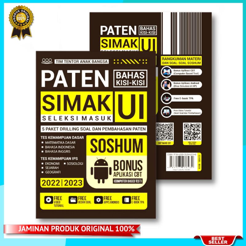 Jual Buku PATEN SIMAK UI SOSHUM 2022 - 2023 : Seleksi Masuk UI Soshum ... Jual Buku PATEN SIMAK UI SOSHUM 2022 - 2023 : Seleksi Masuk UI Soshum ...