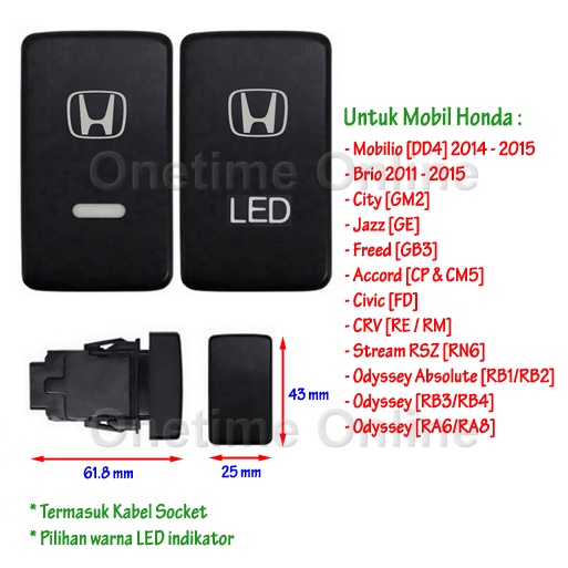 Jual Switch Saklar Mobil Honda Accord Jazz City CRV Civic Stream ...