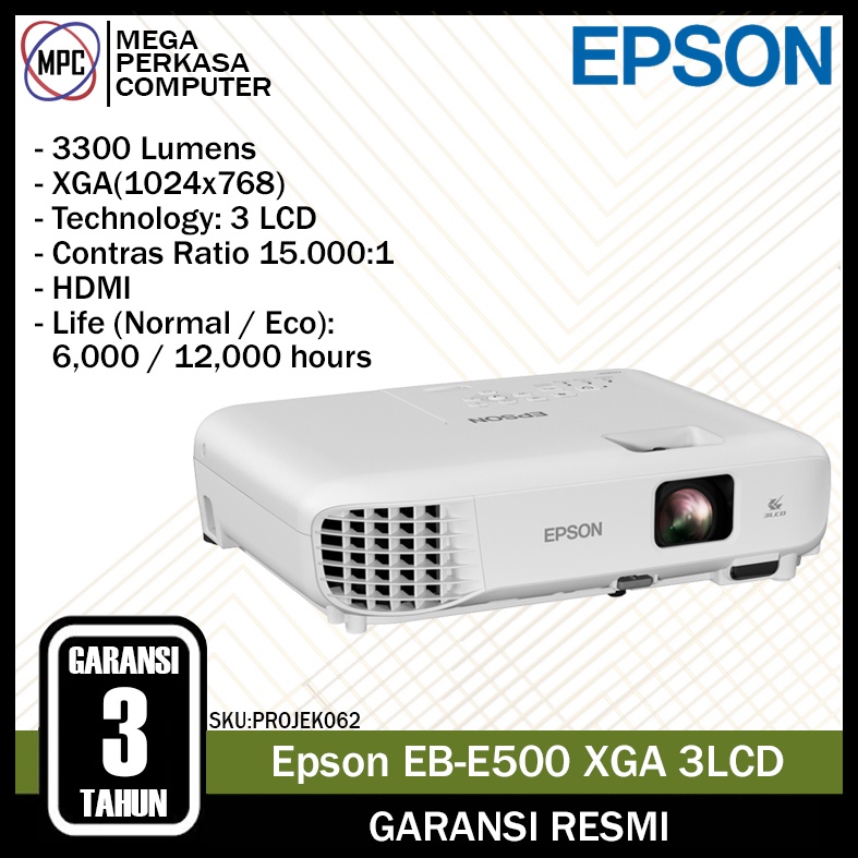 Jual Epson Projector Projektor Proyektor EB-E500 EB E500 Ori Garansi Resmi Epson Indonesia ...