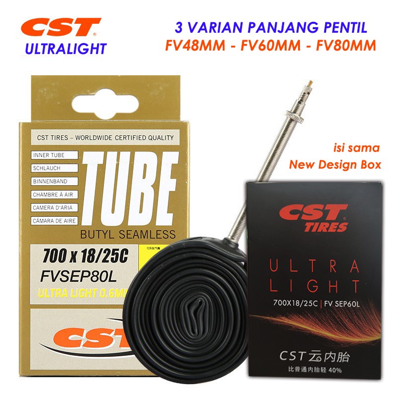 Jual CST Ban Dalam Ultralight 700 x 18-25c Presta Sepeda Roadbike FV | Shopee Indonesia