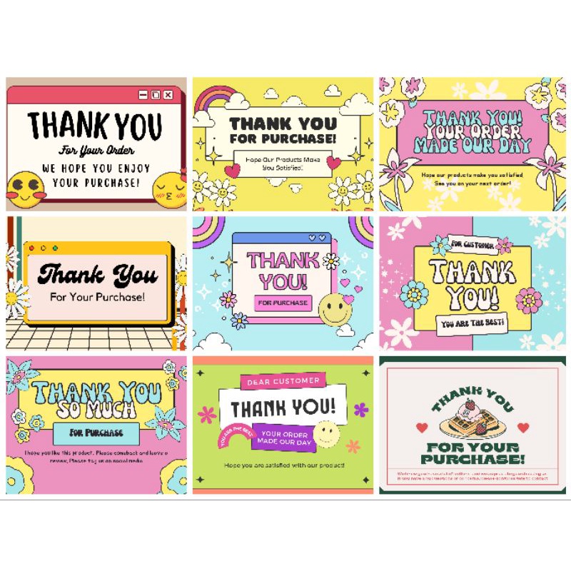 Jual Thank you card lucu - thank you card retro - thankyoucard | Shopee ...