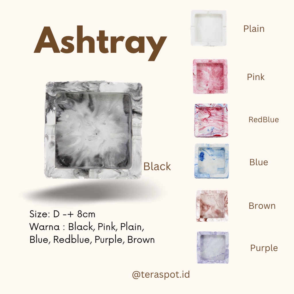 Jual Asbak / Ashtray Rokok Aesthetic Polos dan Marble - Persegi / kotak ...
