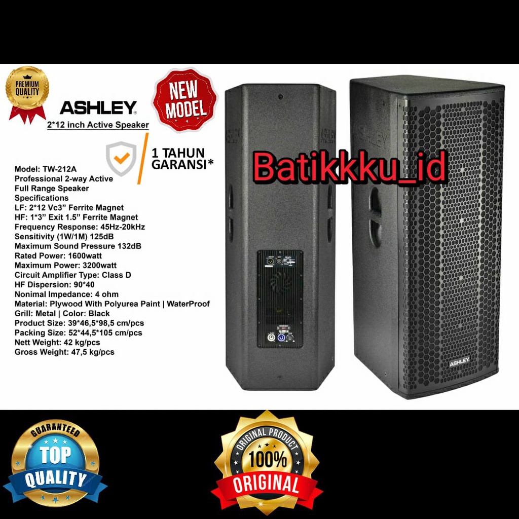 Jual Speaker Aktif ASHLEY TW 212 A TW212A TW 212A TW212 ORIGINAL 2 X 12 ...