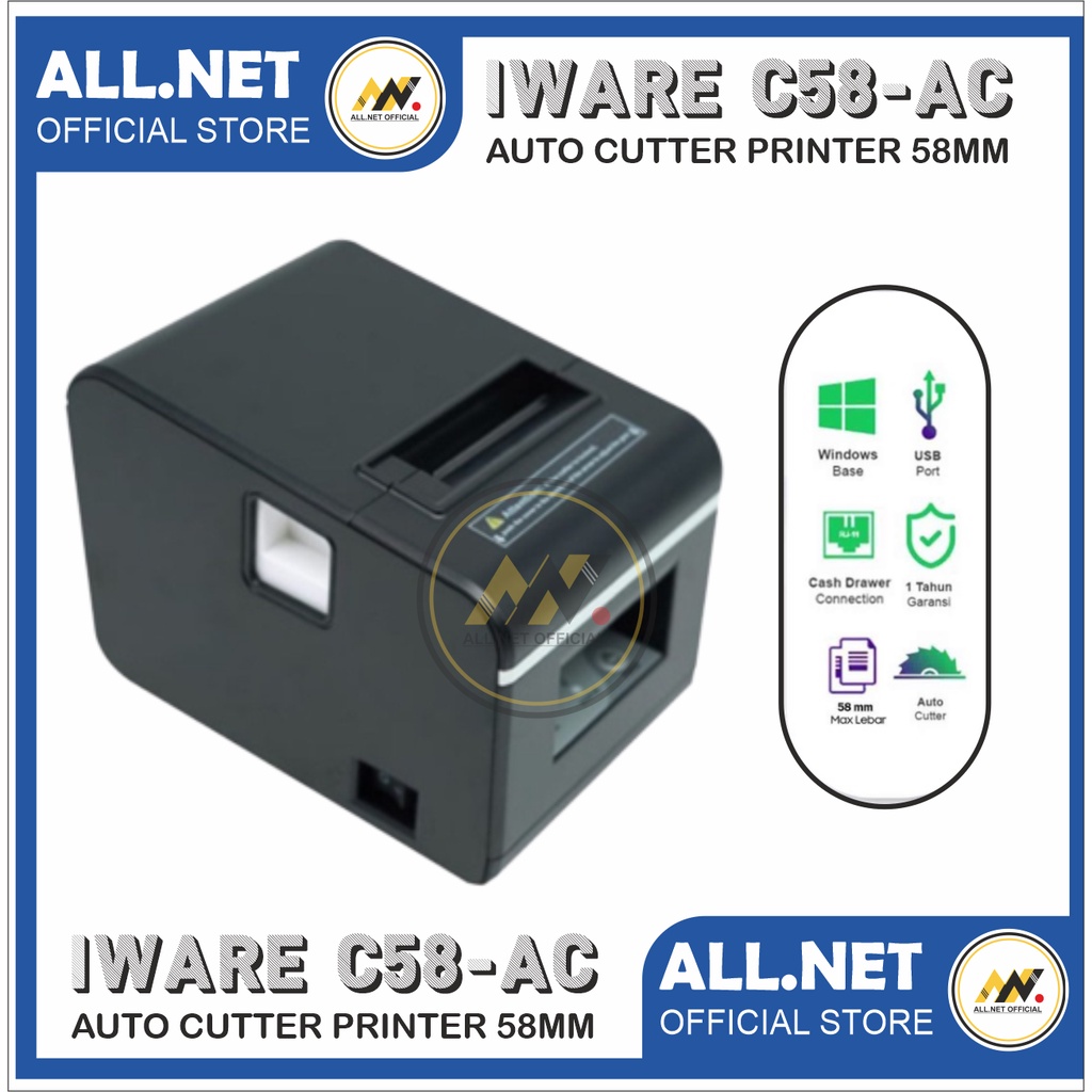 Jual Printer Thermal Auto Cutter 58mm C58AC USB RJ11 iware | Shopee ...