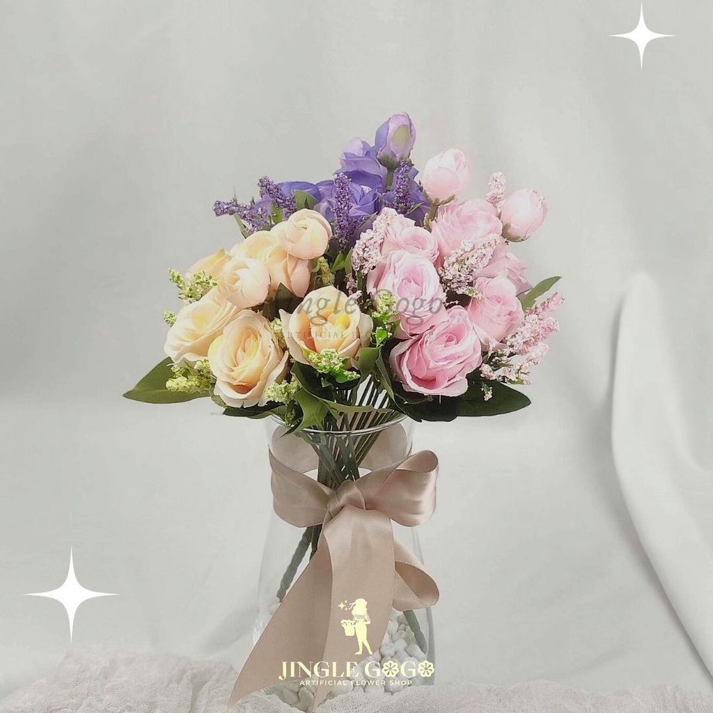 Jual Bunga Mawar Plastik Mekar Putik Lavender Cabang Artificial Hiasan ...