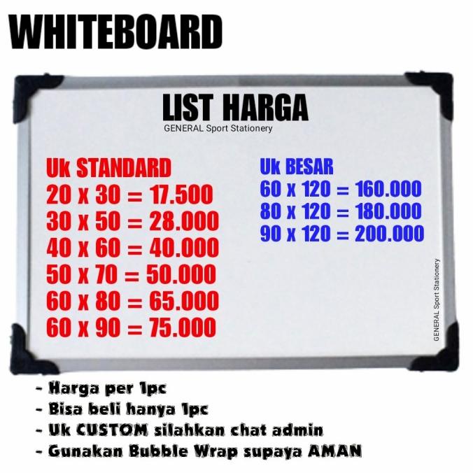 Jual HARGA DISKON Whiteboard 60x120 (TEBAL 12mm) | Shopee Indonesia