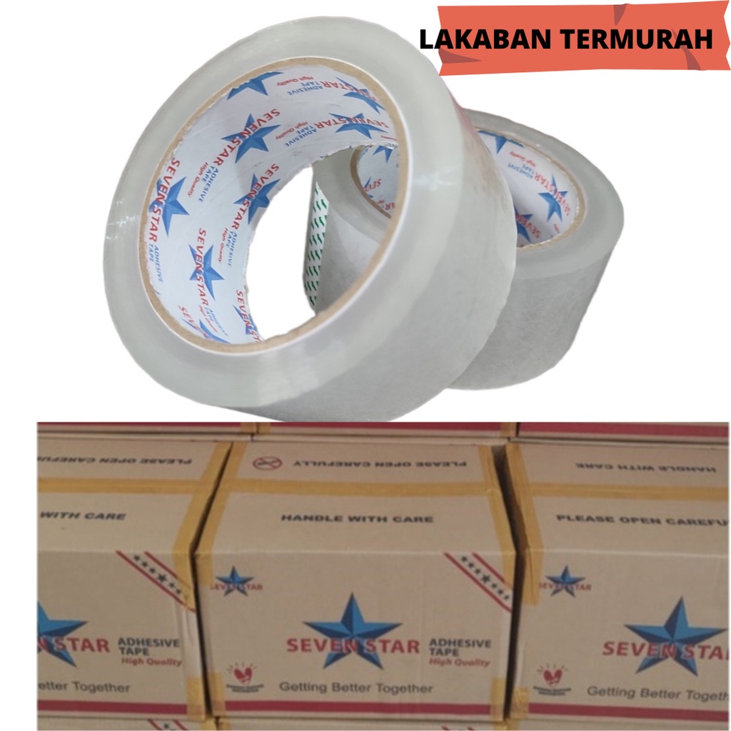 Jual Lakban Solatip Solasi Bening 45mm x 80 Yard/90 yard/100 yard SEVEN STAR | Shopee Indonesia