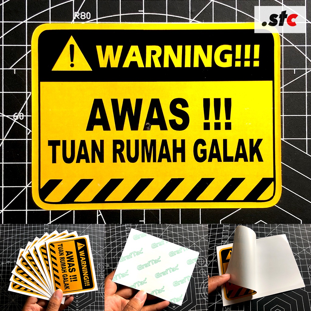 Jual Stiker Lucu "Awas Tuan Rumah Galak" Stiker Pintu Lucu Laminasi ...