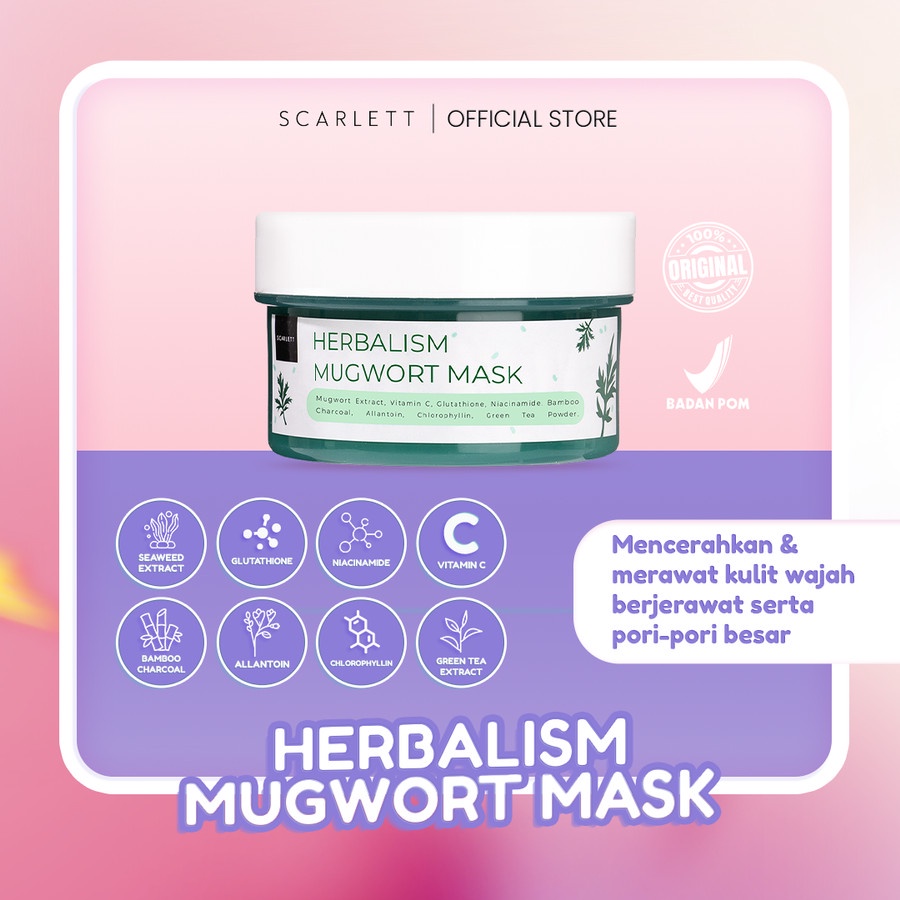 Jual SCARLETT HERBALISM MUGWORT MASK SCARLETT WHITENING MASKER WAJAH ...