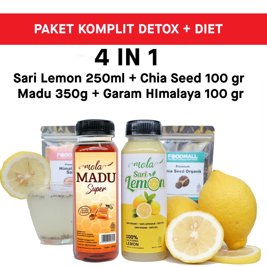 Jual Paket Komplit Detox & Diet 4 in 1 | Sari Lemon 250ml + Madu 350gr ...