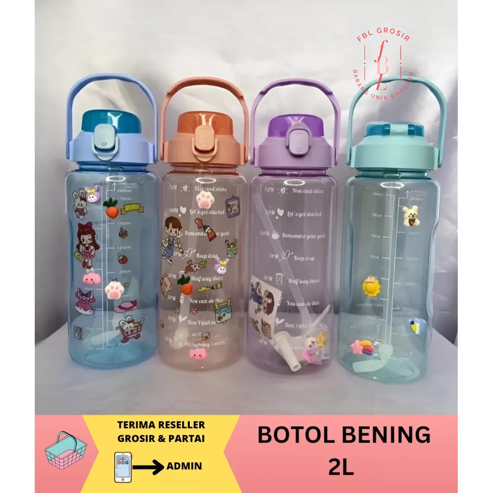Jual BOTOL MINUM 2 LITER VIRAL BOTOL BENING 2L BOTOL MOTIVASI FREE ...