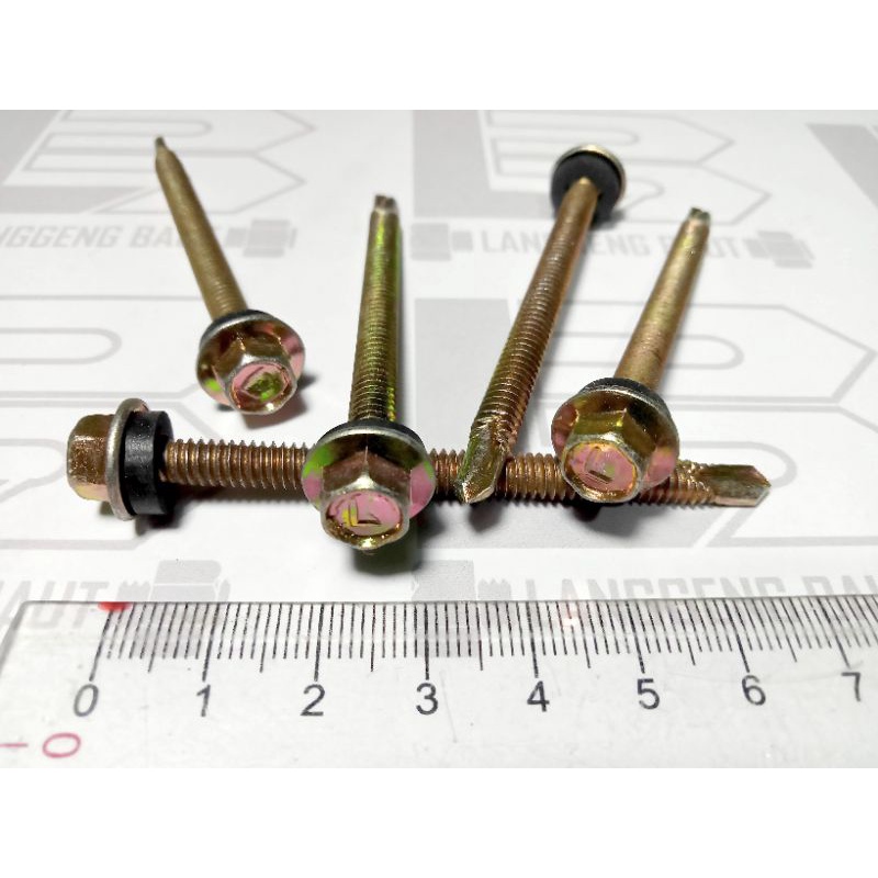 Jual Sekrup Roofing 7 cm Halus #12x70 Kuning 7cm | Shopee Indonesia