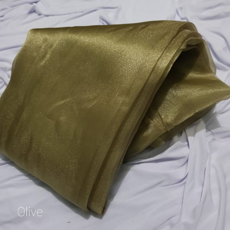 Jual kain organza pasir/crinkle metalik/sparle gliter/organza crystal ...