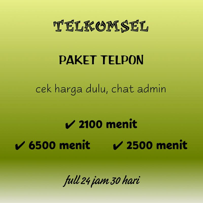 Jual PAKET TELPON TELKOMSEL 2100 MENIT 2000 MENIT 6500 9000 6000 3000 ...