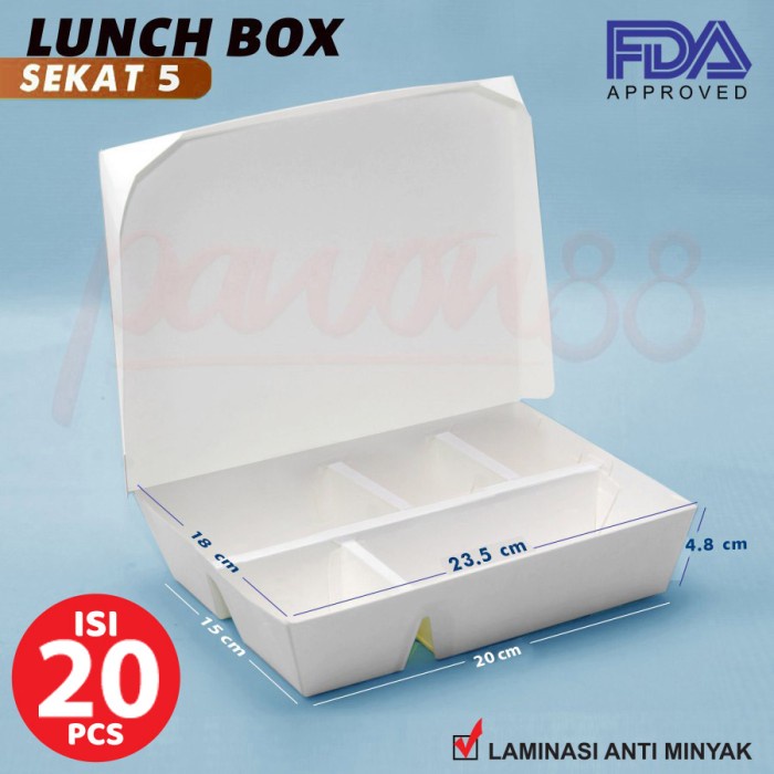 Jual PAPER LUNCH BOX SEKAT 5 - LUNCH BOX PAPER SEKAT 5 - ( 20 PCS ...