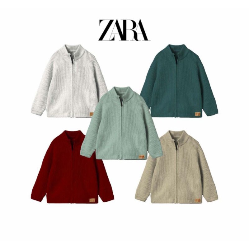 Jual Zara Sweater Rajut Full Zipper Boy / Sweater Rajut Full Ritsleting ...
