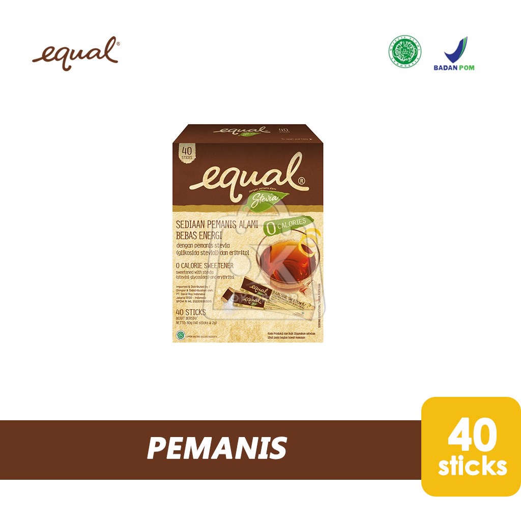 Jual Gula Pemanis Equal STEVIA Sweetener Nol Kalori (1 Box isi 40stik ...