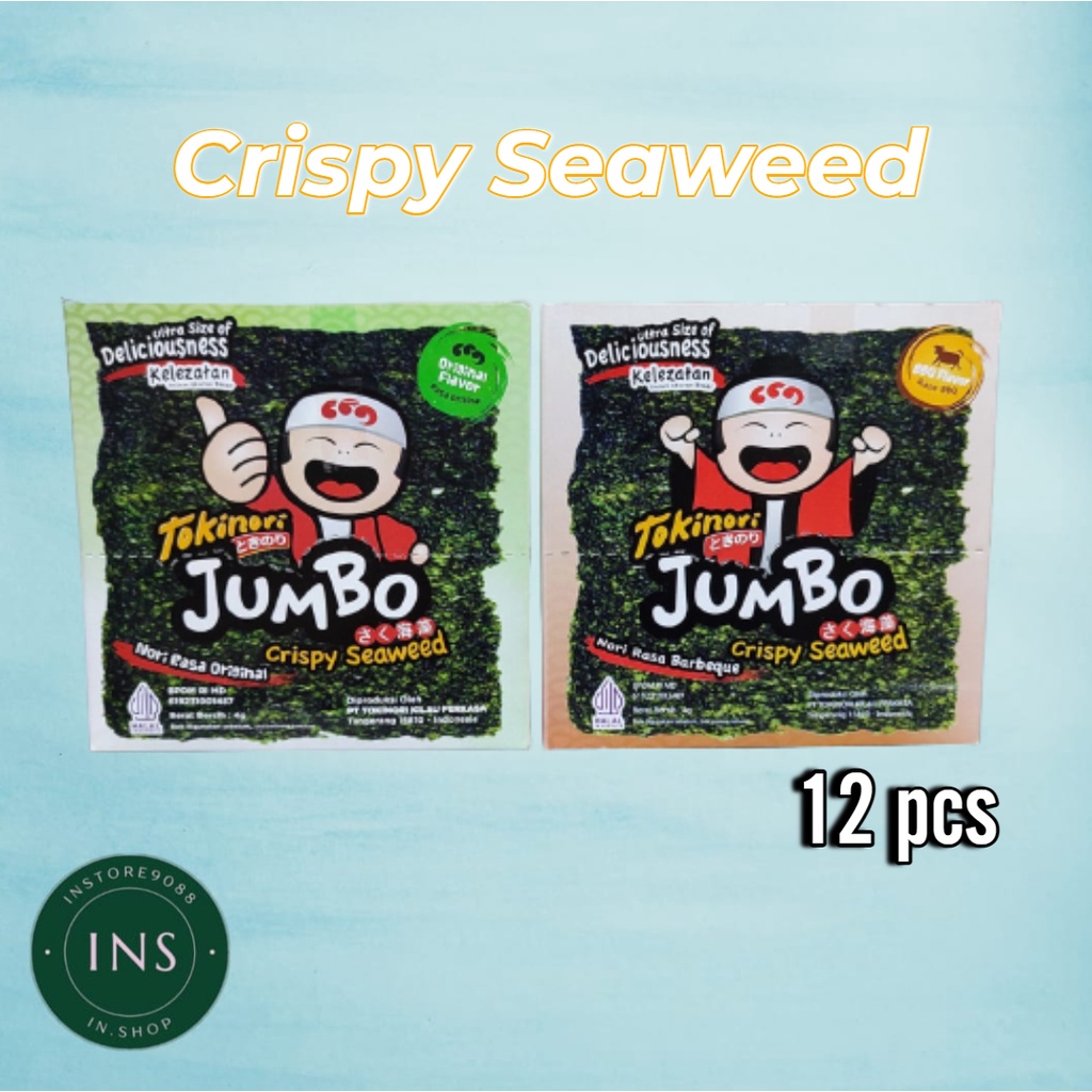 Jual Tokinori Jumbo Crispy Seaweed box isi 12 Bks @4 GRAM | Shopee ...