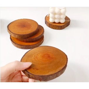 Jual Natural wood coaster tatakan kayu bulat alami | wooden coaster ...