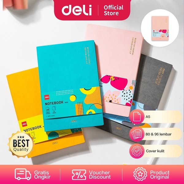 Jual Buku Agenda DELI Sampul Kulit Soft Cover A5 isi 80 lbr - EN135L ...