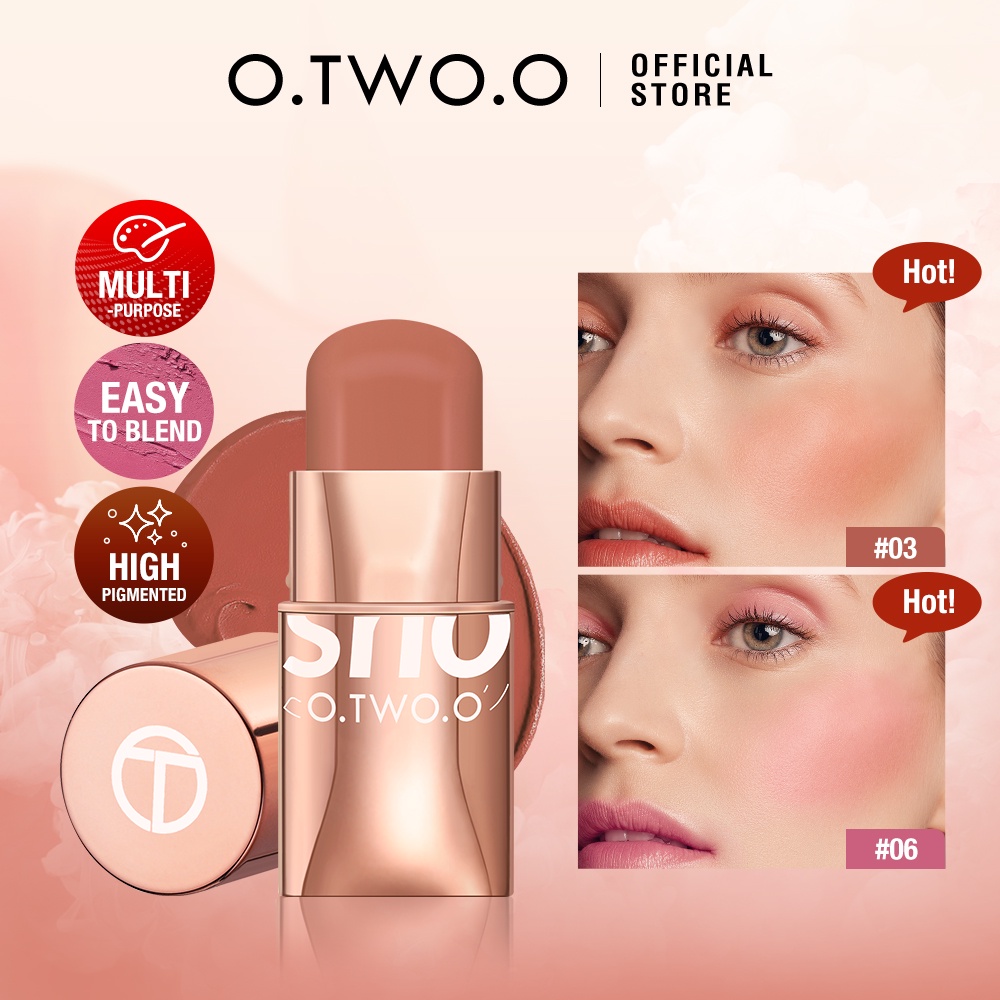 Jual O.TWO.O Blush Stick Cream Blusher 6 Colors Blendable Waterproof ...