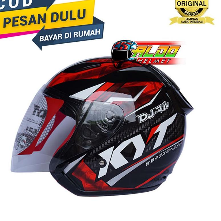 Jual Pusat Diskon HELM KYT DJ MARU MOTIF BLACK RED | HALF FACE SNI DJ MARU ORIGINAL | Shopee ...