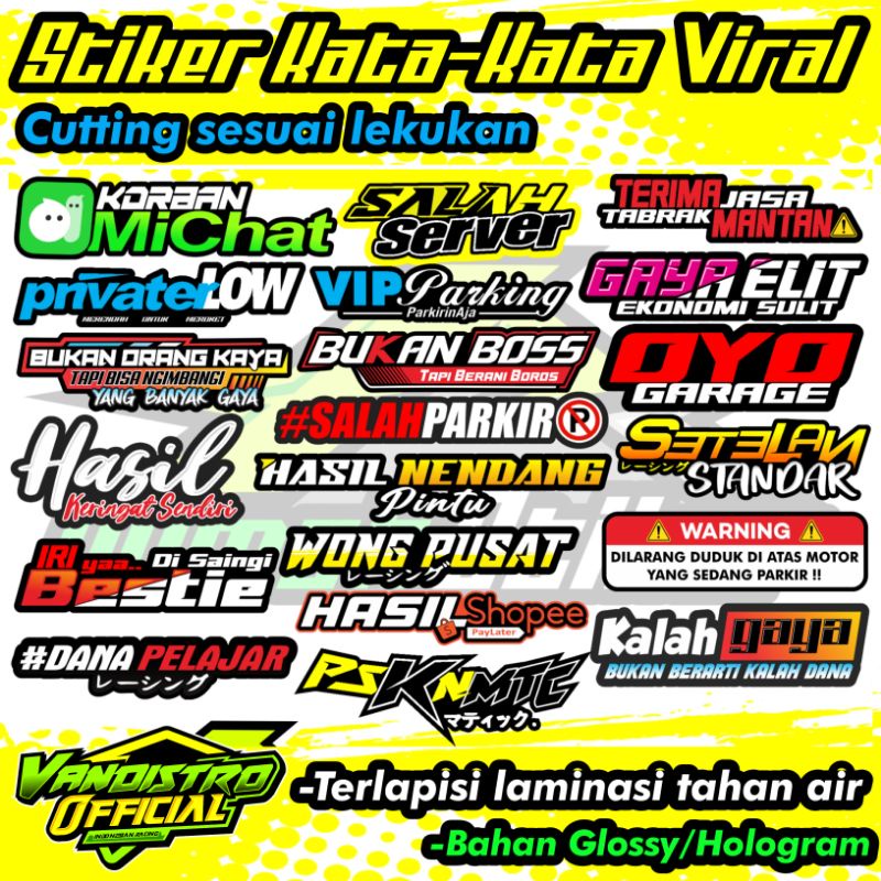 Jual stiker kata kata glossy / stiker racing / stiker viral / stiker motor / stiker hitz ...