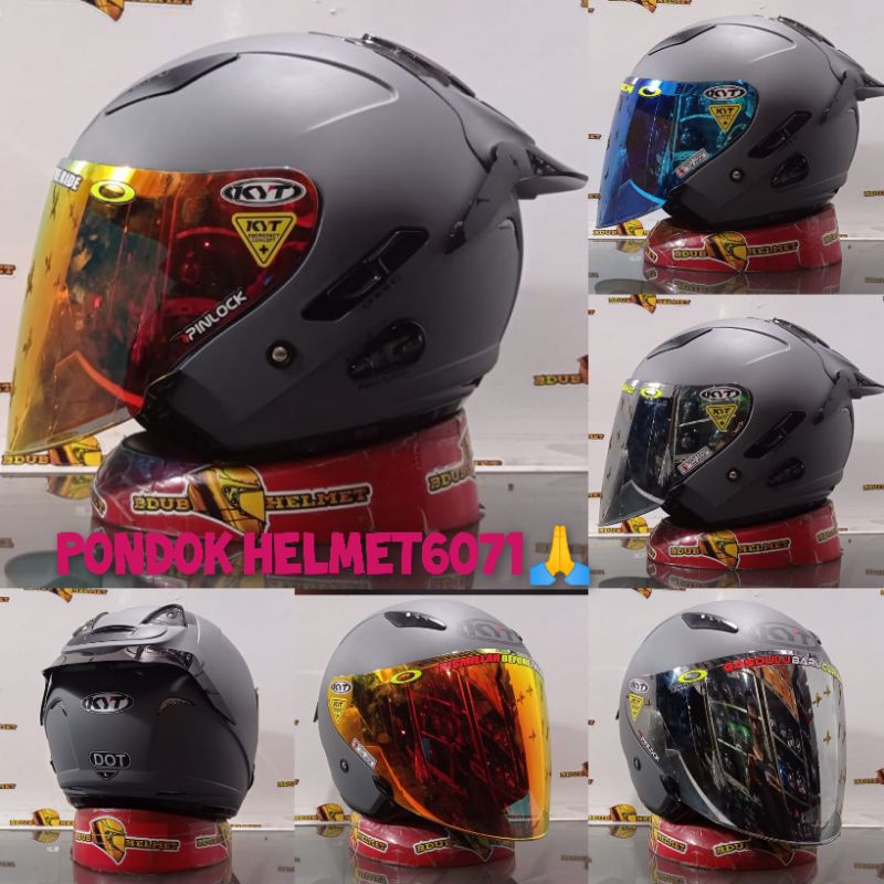 Jual Helm half face kyt galaxy solid grey dof original helm/paket ...