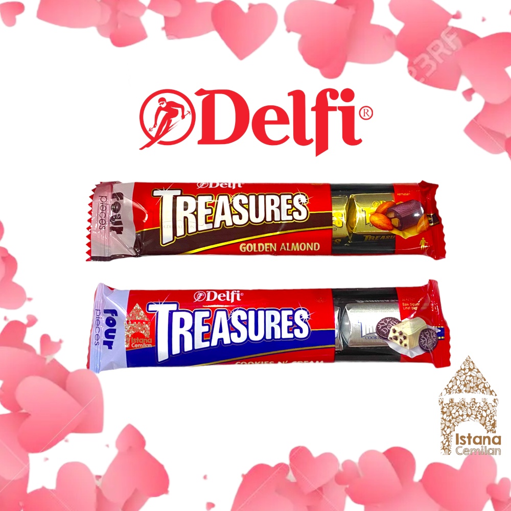 Jual Delfi Treasures Gold Almond / Cookies Cream 36 Gram Cokelat ...