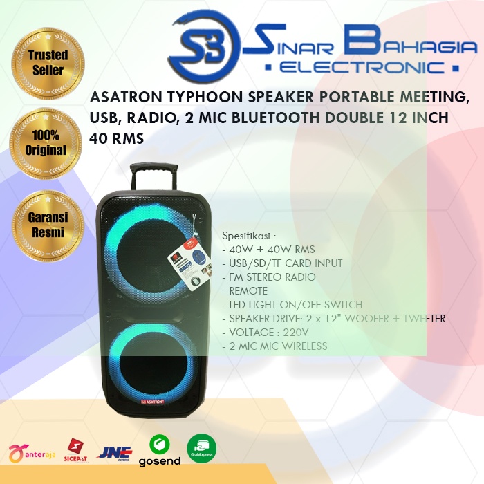 Jual ASATRON TYPHOON SPEAKER PORTABLE MEETING, USB, RADIO, 2 MIC ...